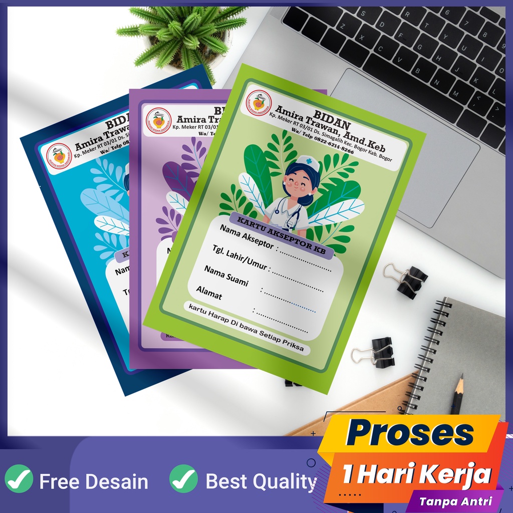 Jual Kartu Akseptor KB Jadwal Suntik KB Bidan Bisa Custom Lipat 2 ...