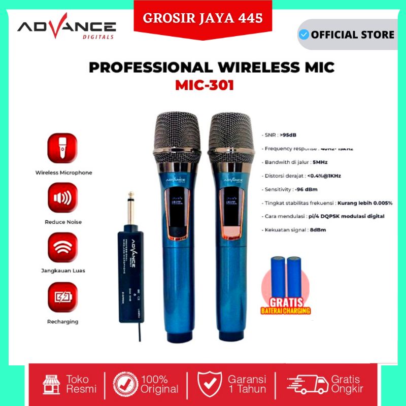 Jual Advance MIC 301 DOUBLE Mic Wireless Microphone Bluetooth Karaoke ...