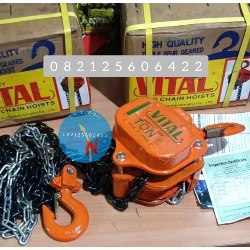 Jual Chain Block 1 Ton 5 meter VITAL VP5-10 Hand Chain Hoist 1 Ton ...