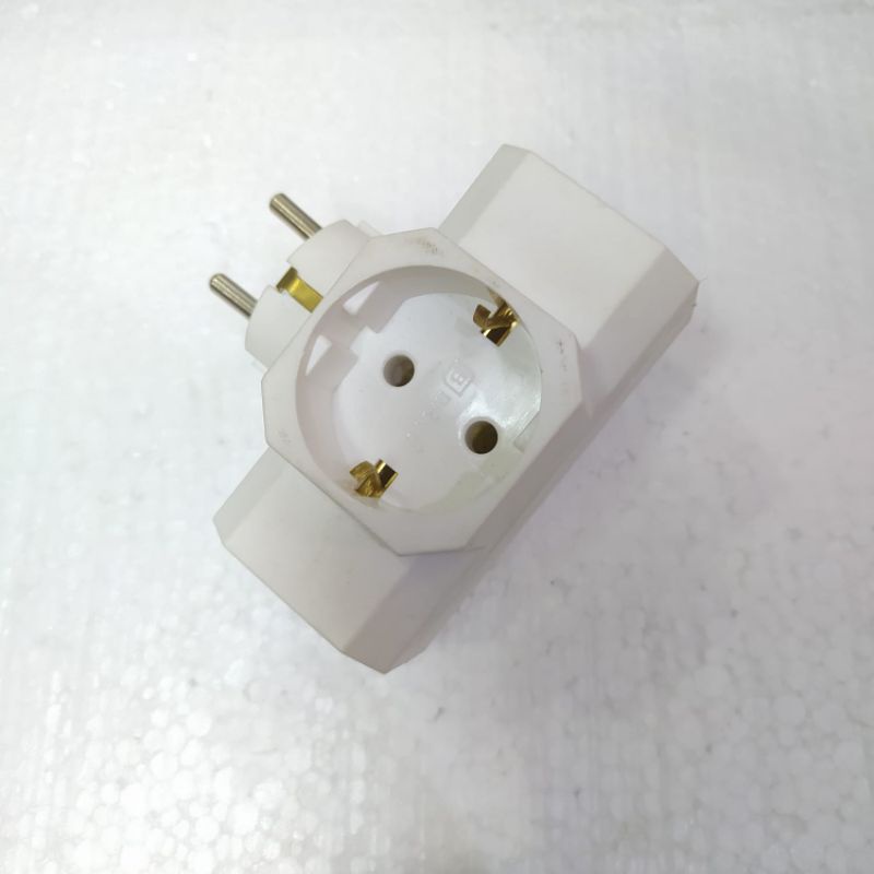 Jual BROCO 13830 STD 3-Way Adapter Plug 10A 250V White - Steker T BROCO ...