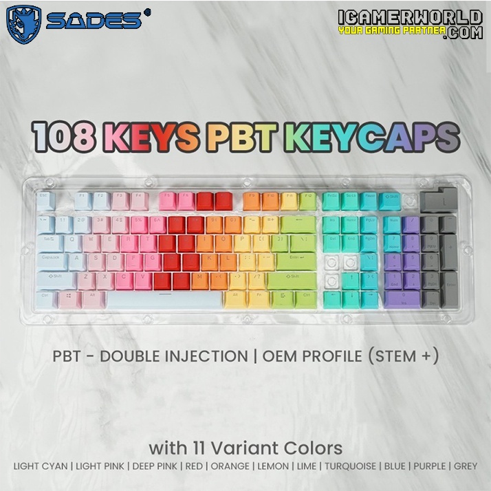 Jual Sades 108 Keys PBT Keycaps Double Injection For Mechanical ...