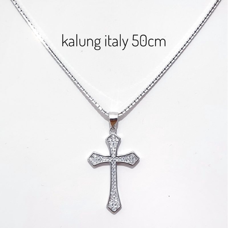 Jual Kalung Salib Silver 925 Asli Lapis Emas Putih - Perhiasan Kalung ...