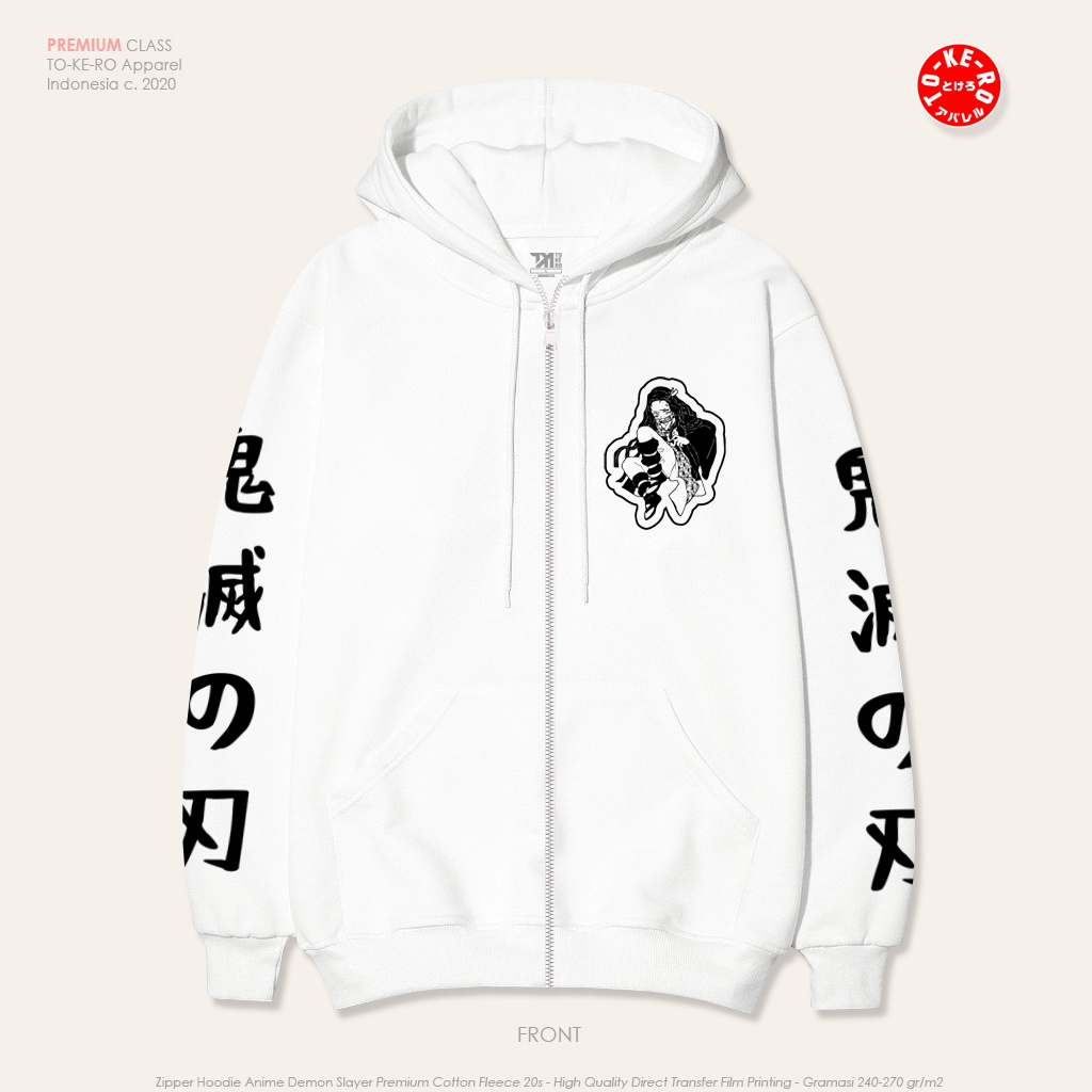 Jual Hoodie Zipper Anime Demon Slayer Kimetsu no Yaiba Nezuko [White ...