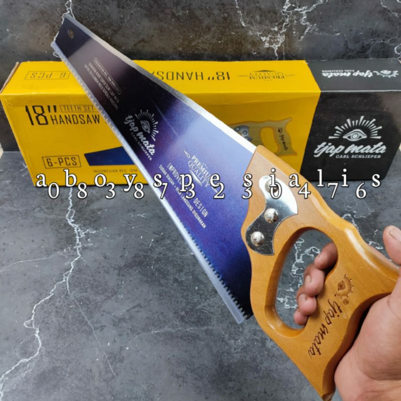 Jual gergaji tukang kayu gergaji belah kayu 18 inch ORIGINAL tjap mata ...