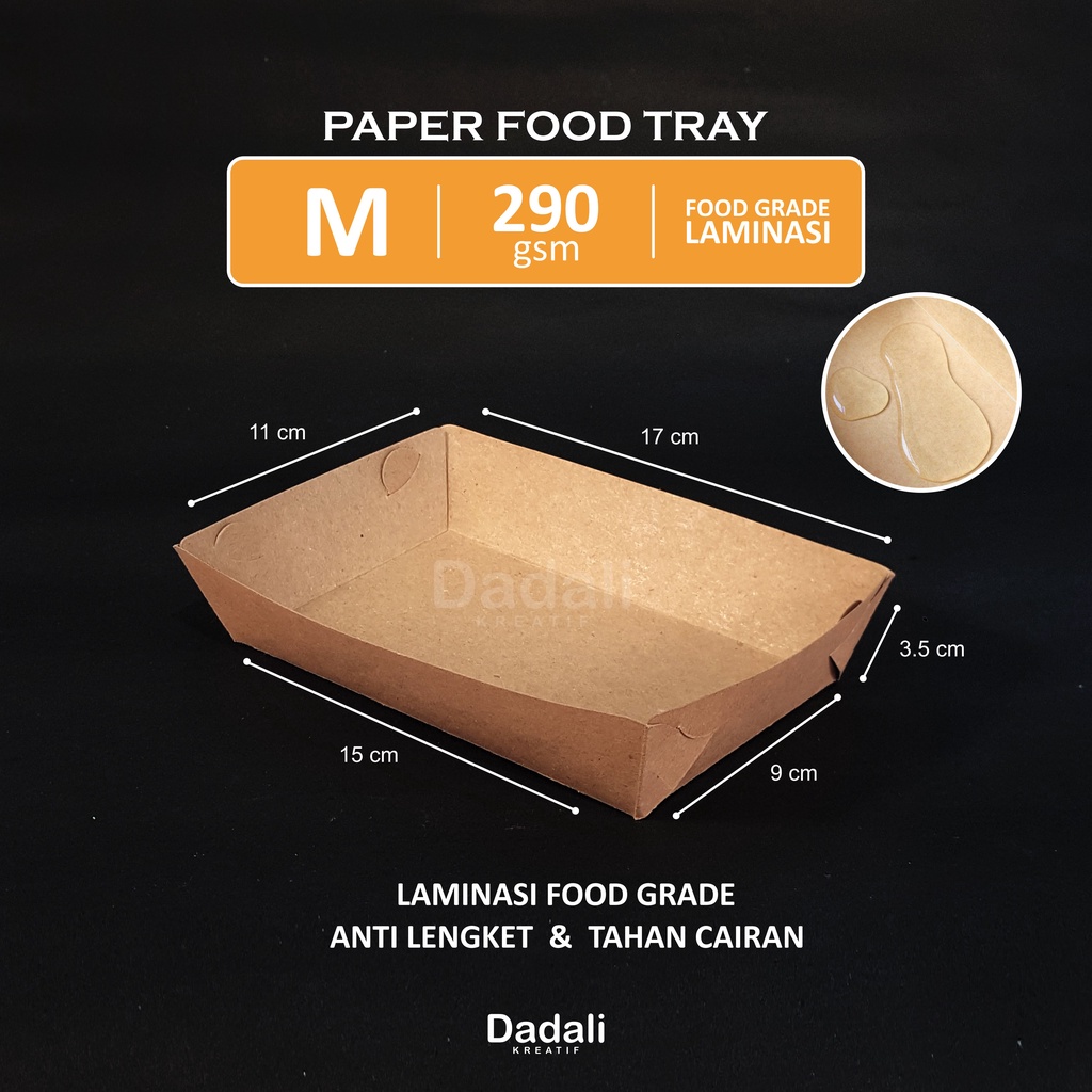 Jual Paper Tray Dine In Laminasi L/M/S/B Kraft Coklat Tebal 290gsm ...