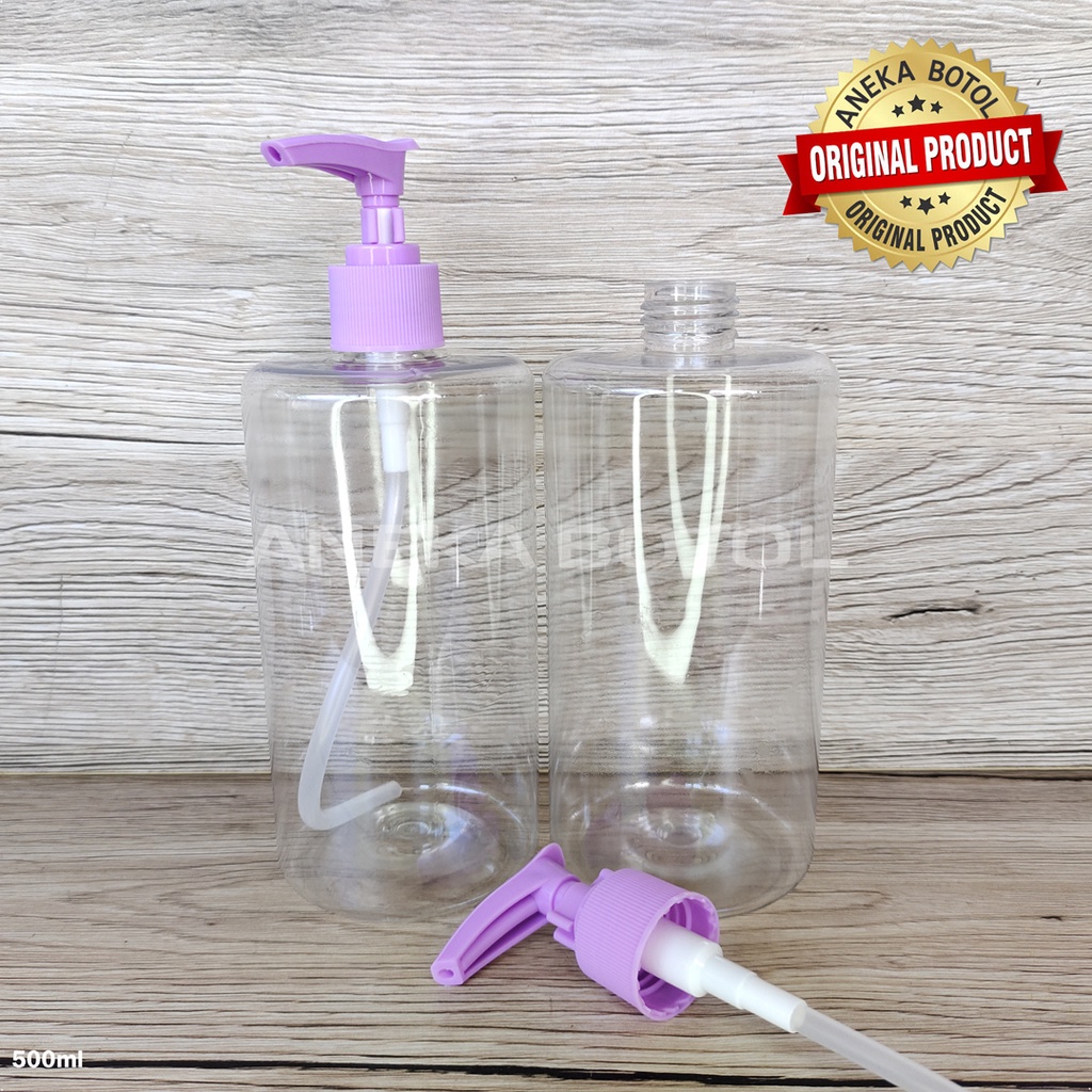 Jual BOTOL PET 500 ML DATAR BENING TUTUP PUMP CLIP WARNA WARNI / BOTOL ...