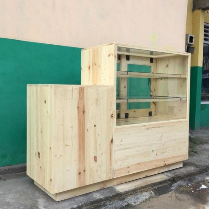 Jual meja etalase / meja Display kayu jati belanda | Shopee Indonesia