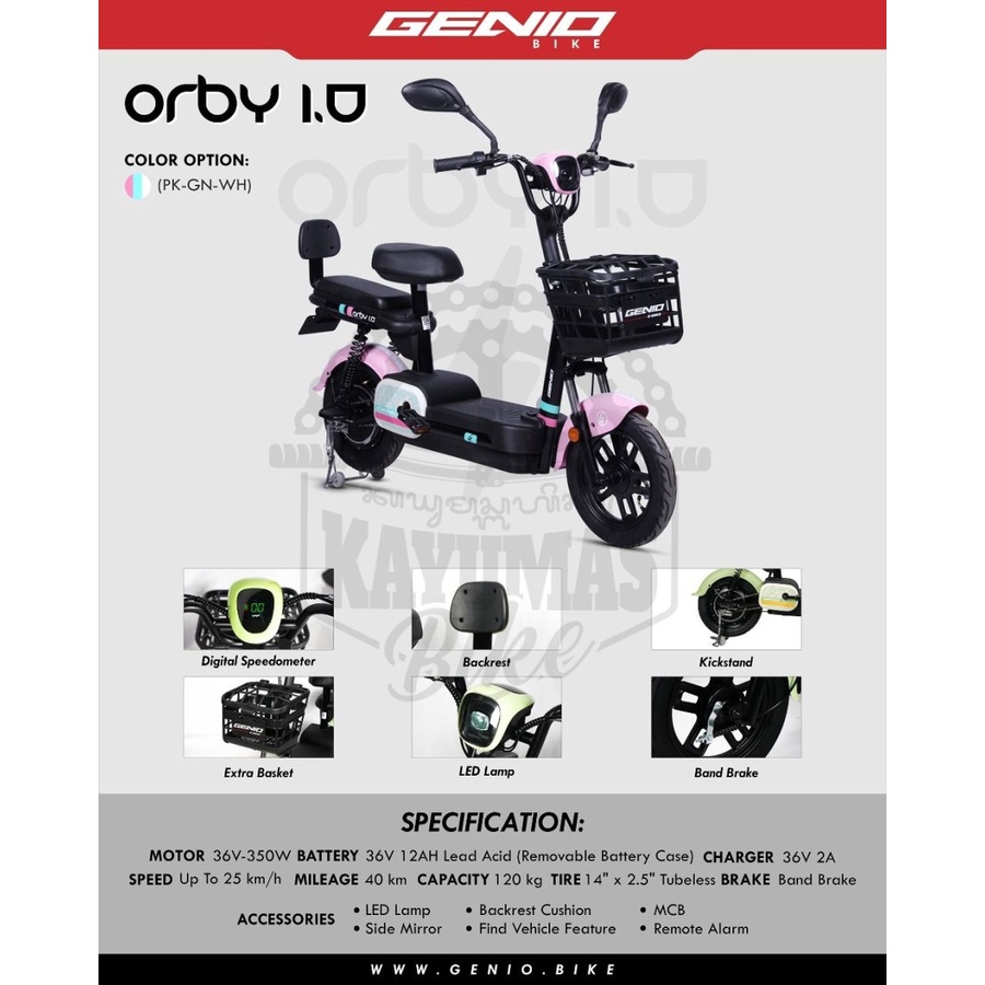 Jual SEPEDA LISTRIK GENIO ORBY 1.0 E - BIKE ELECTRIC BIKE | Shopee ...
