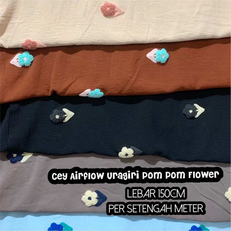 Jual Kain Cey Uragiri Pom Pom Motif Bunga / Uragiri Flower Lebar 150cm ...