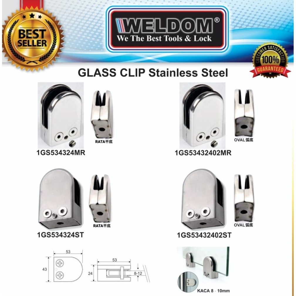 Jual GLASS CLIP GLASS CLAMP KLEM RAILINGTIANG BALKON PENJEPIT KACA ...