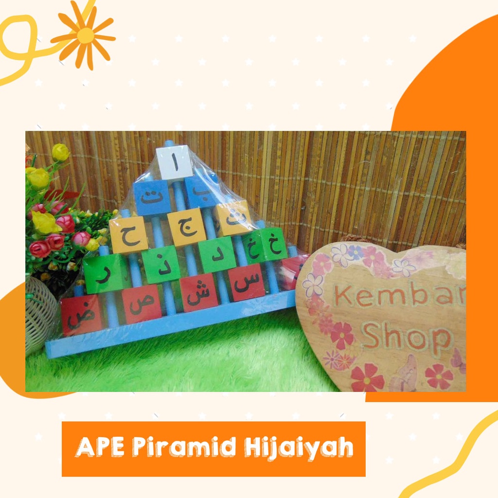 Jual PIR-HJY Mainan Anak APE Balok Piramid Hijaiyah menyusun Piramida ...
