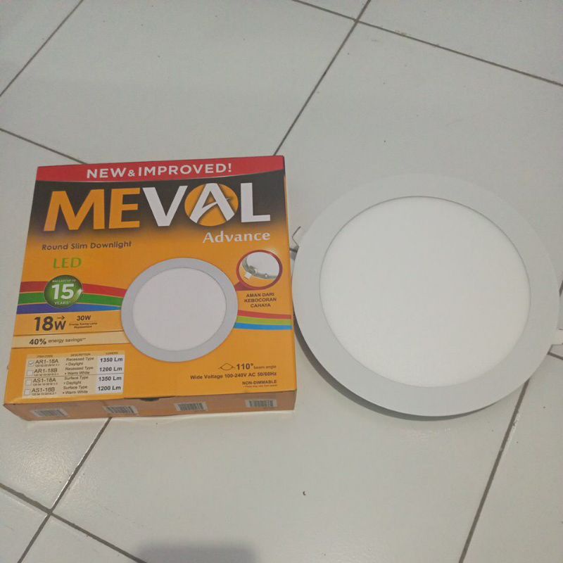 Jual lampu Meval advance IB/ Tanam Round Slim Downlight 18 watt Putih ...