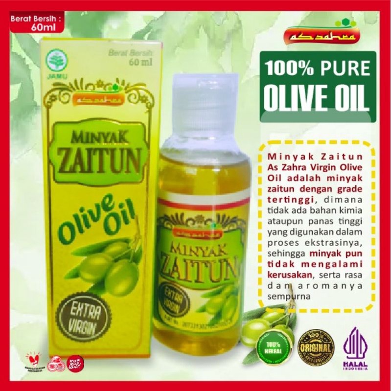 Jual Minyak Zaitun/ olive oil/ minyak zaitun extravirgin 60ml as zahra ...