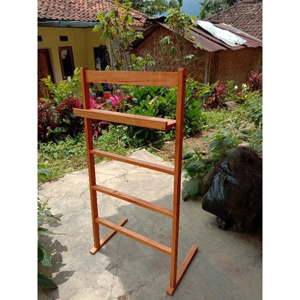Jual rak tangga kayu ladder hanger gantungan sejadah mukena handuk ...