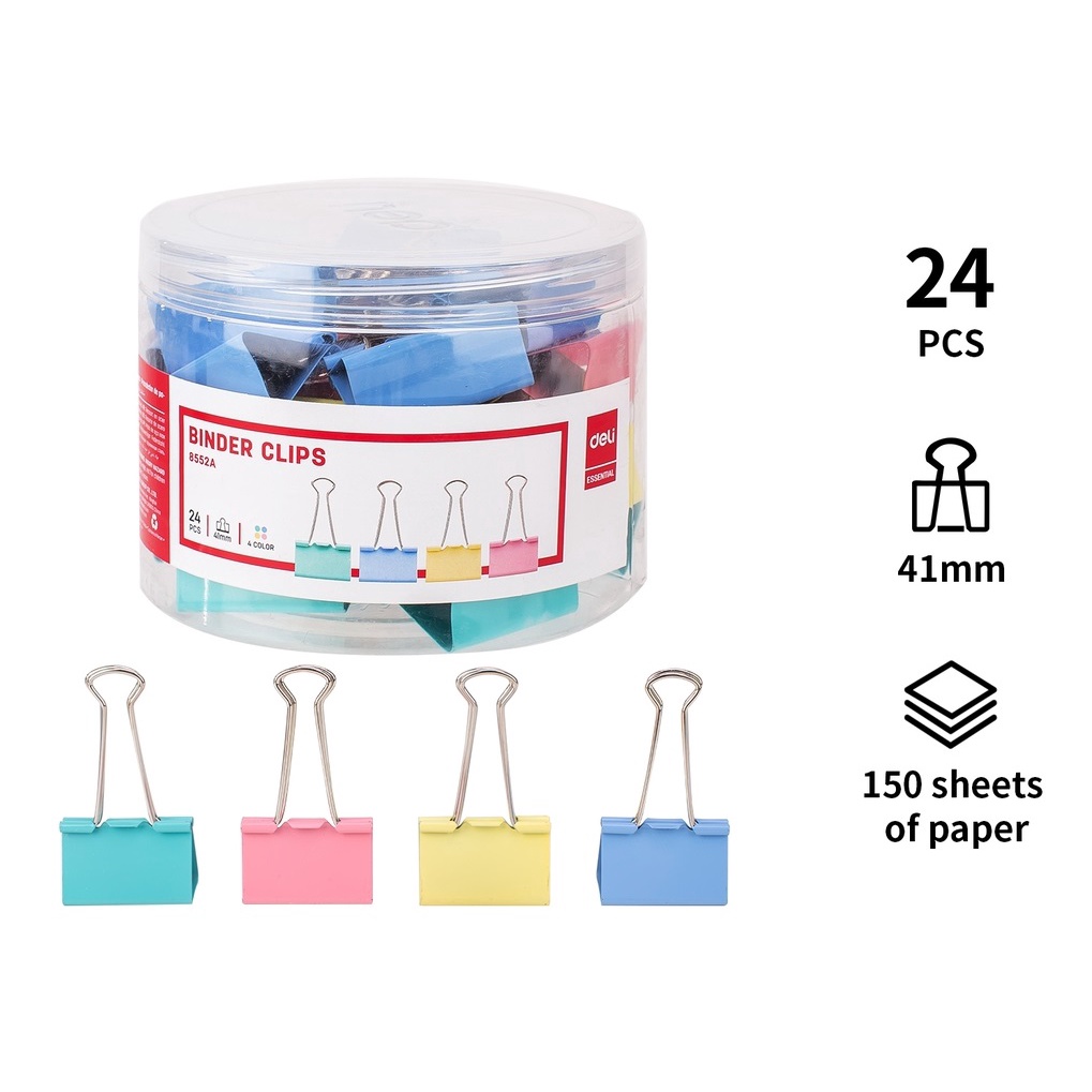 Jual BINDER CLIP 200 41MM DELI 8552A KLIP KERTAS WARNA PASTEL LUCU ...