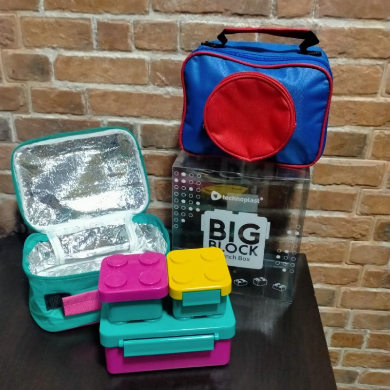 Jual TECHNOPLAST big block lunch set + bag/ tempat makan set + tas ...