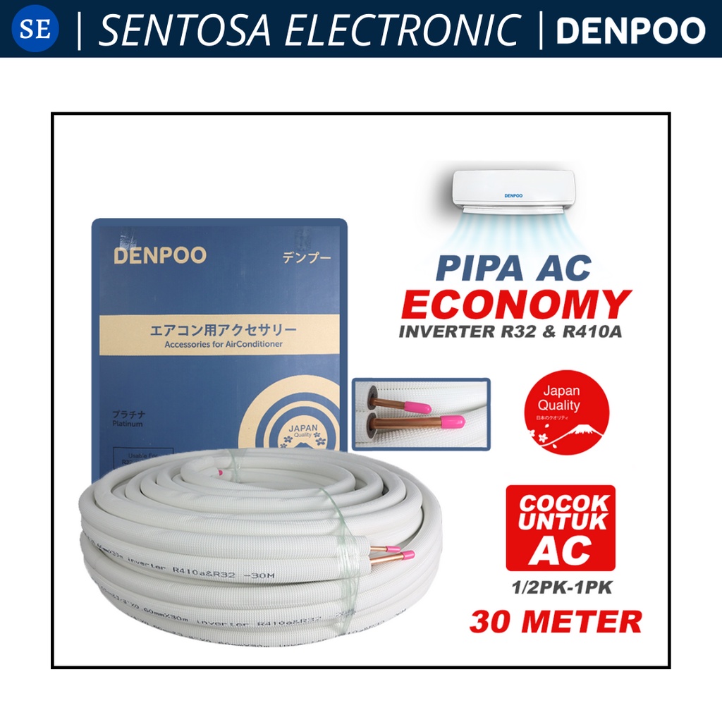 Jual PIPA AC DENPOO ECONOMY 1/2PK-1PK (30M/ROL) | Shopee Indonesia