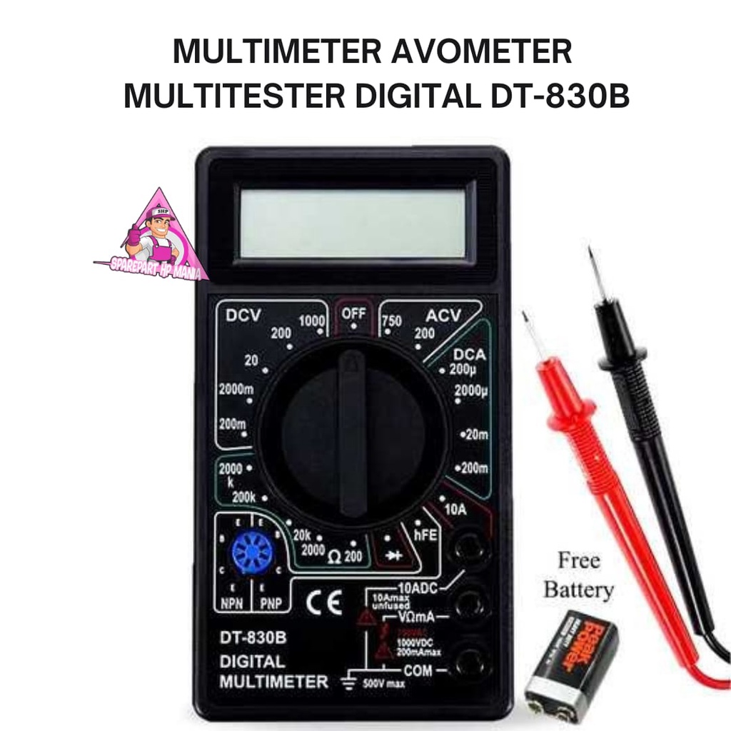 Jual MULTIMETER AVOMETER MULTITESTER DIGITAL DT-830B DT830B | Shopee ...