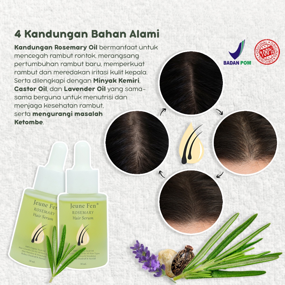 Jual BPOM JEUNE FEN 100% Natural Oil Rosemary Hair Growth Grow Care ...