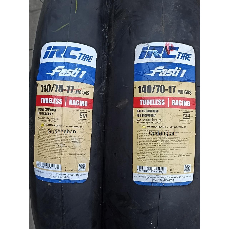 Jual Paket IRC Fasti 1 110 70 17 dan 140 70 17 Ban luar motor balap ...