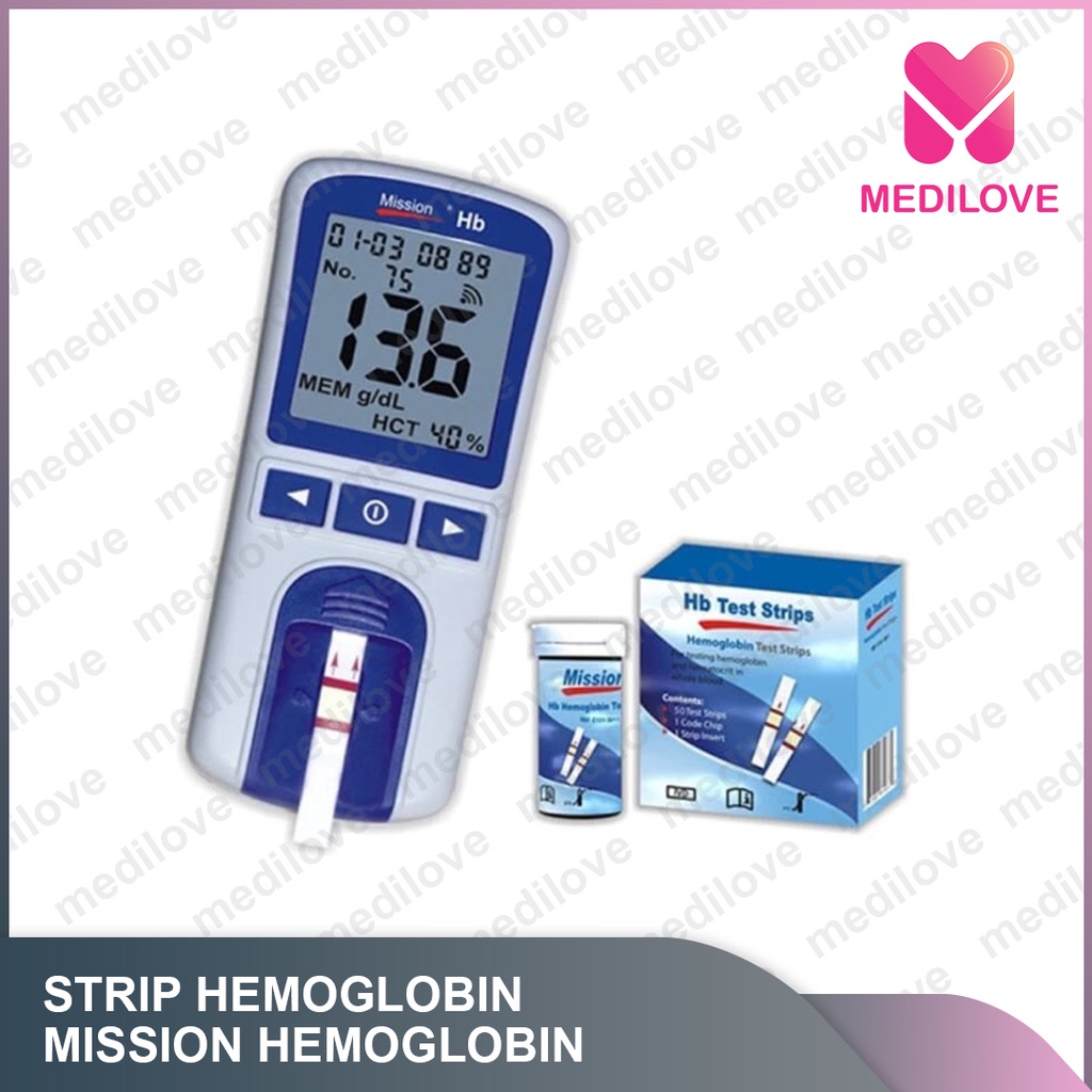 Jual Strip Hb Mission isi 50 pcs / Strip Hemoglobin Mission / Strip ...