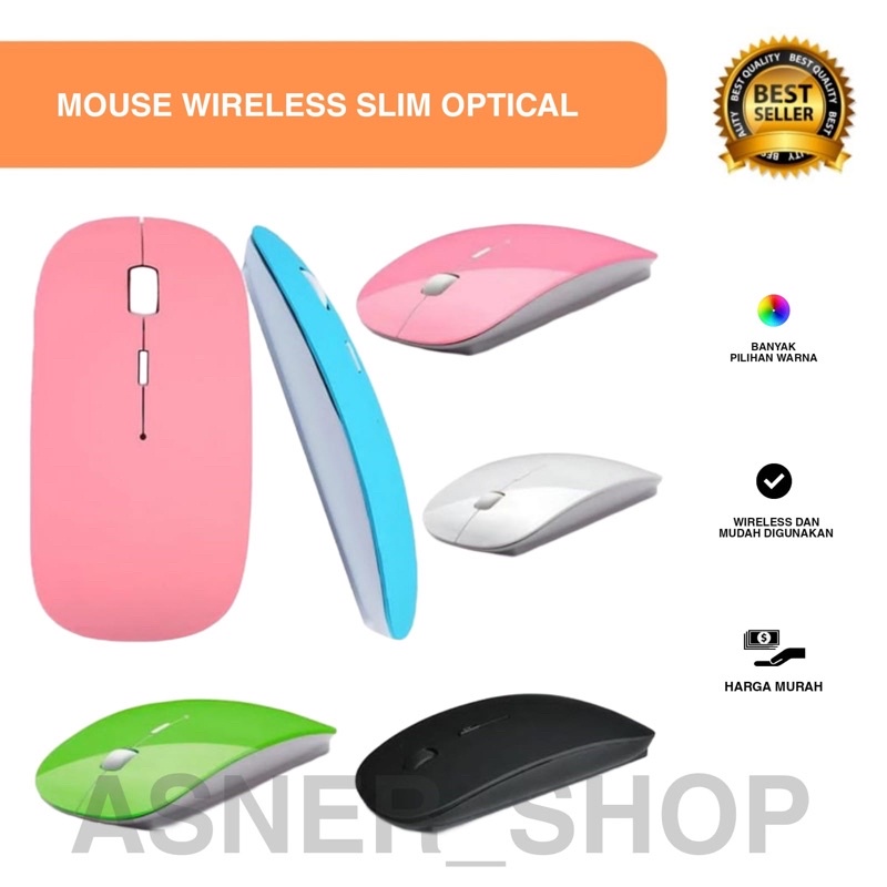 Jual Mouse wireless Slim Tipis Optical Tipis Laptop Komputer | Shopee ...