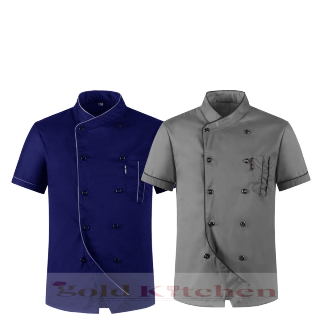 Jual Baju Koki Chef Jacket Lengan Pendek Pria Wanita Bahan American ...