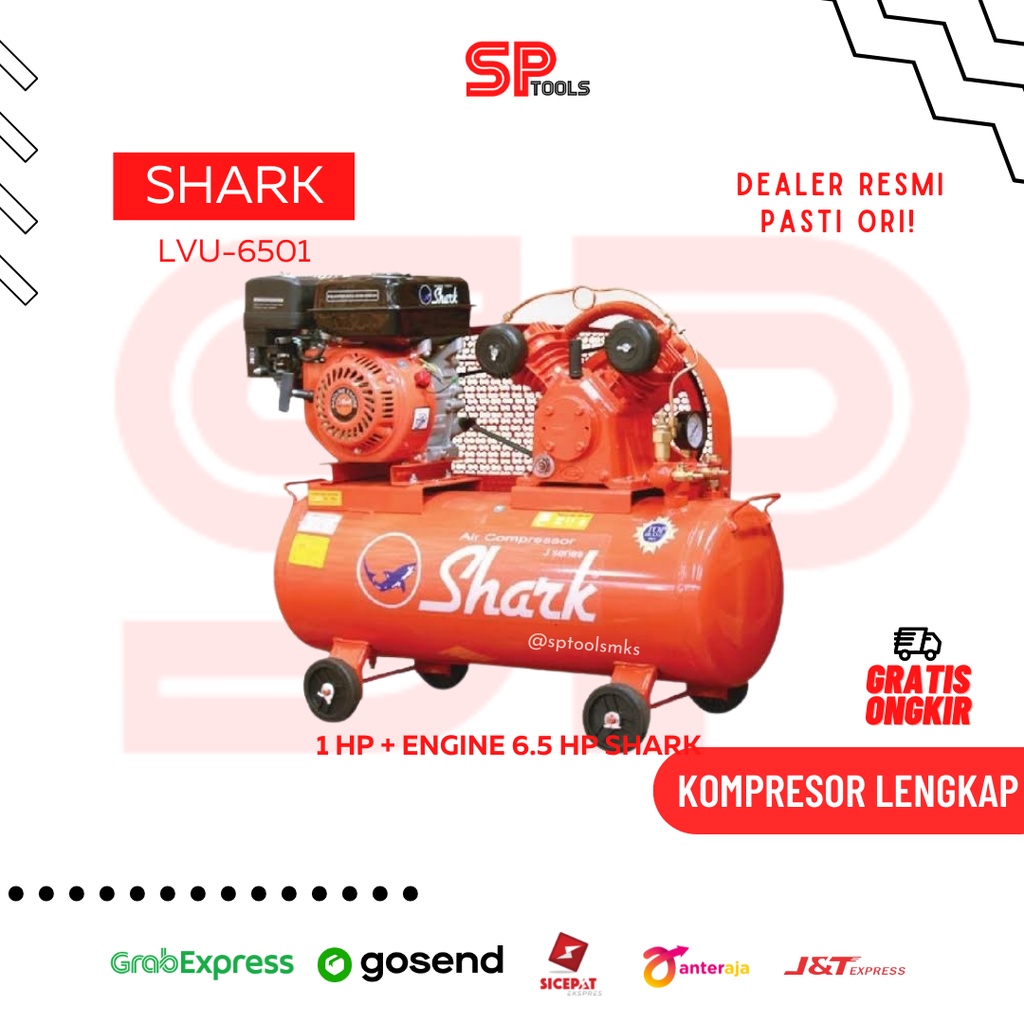 Jual KOMPRESOR / COMPRESOR UDARA SHARK J SERIES 1HP + ENGINE 6.5PK ...