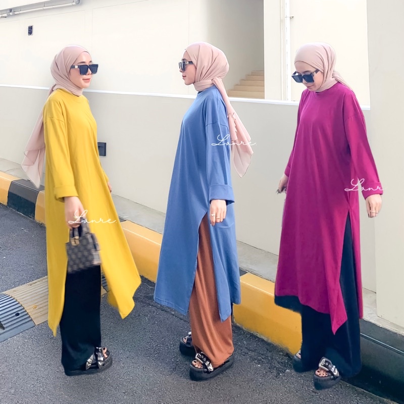 Jual Nuna Tunik Busui - Midi Dress Busui High Slit - Tunik Jumbo Bahan ...