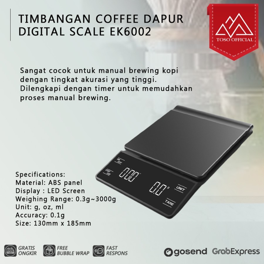 Jual TIMBANGAN KOPI DIGITAL COFFEE SCALE 0.1g - TIMER - RUBBER MAT ...