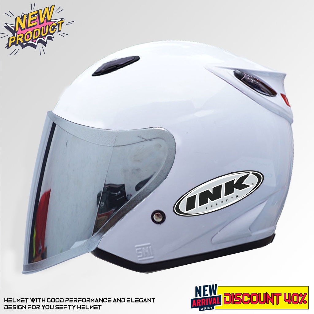 Jual Helm Half Face INK CENTRO KW Kaca Venom Flat SILVER COD | Shopee ...