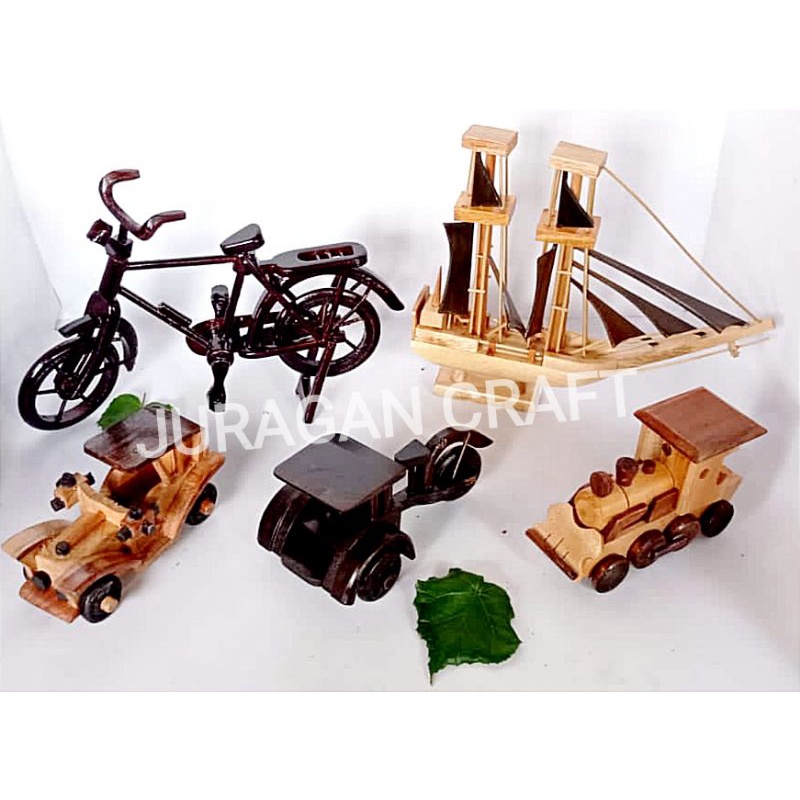 Jual MINIATUR KAYU ISI 5 SEPEDA KAYU KAPAL KAYU MOBIL KAYU DIECAST ...