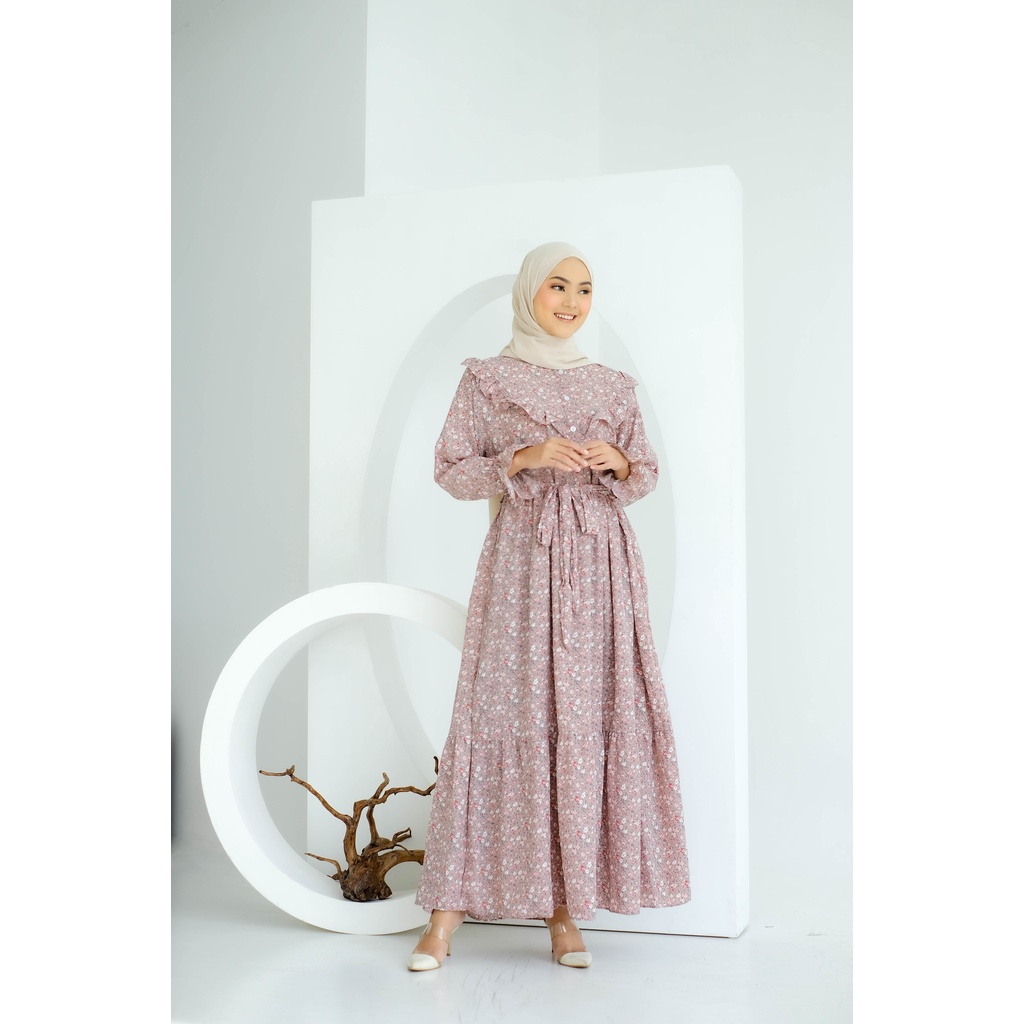 Jual Dress Cottagecore Floral Maxi Vintage Casual Hijab Dress Bunga ...