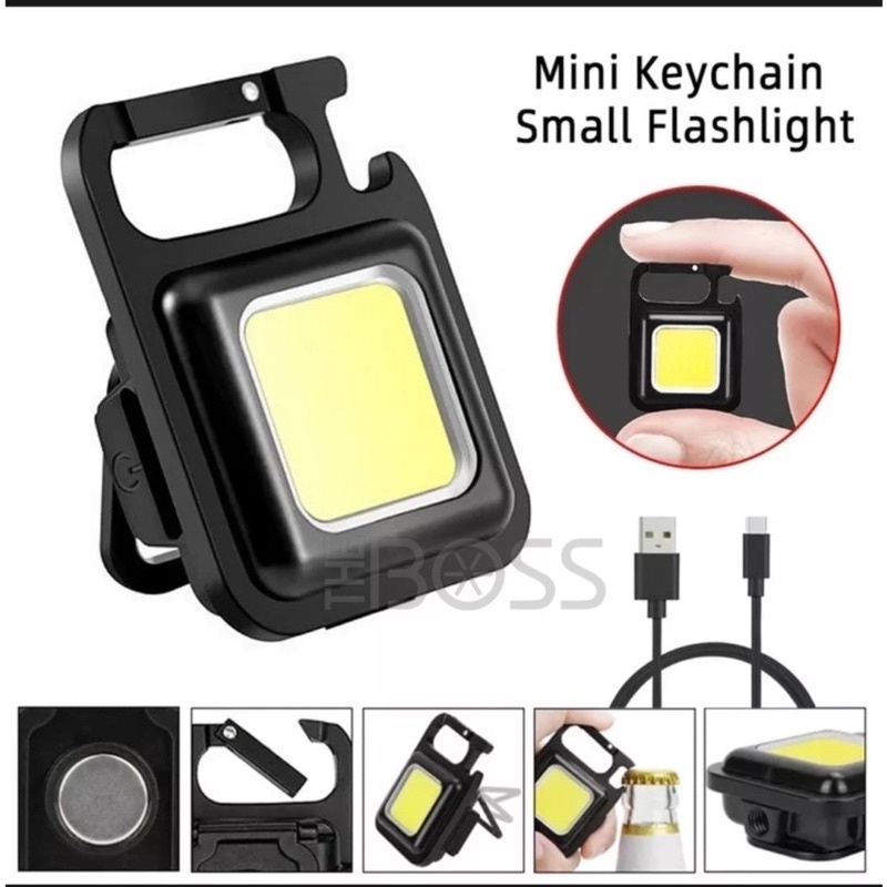 Jual Mini Cob Keychain Lampu Senter Led Portable Light Usb Rechargeable ...