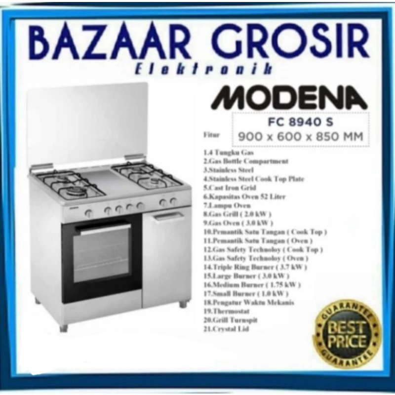 Jual KOMPOR MODENA FREE STANDING COOKER FC8940S/FC 8940 S/FC-8940S ...