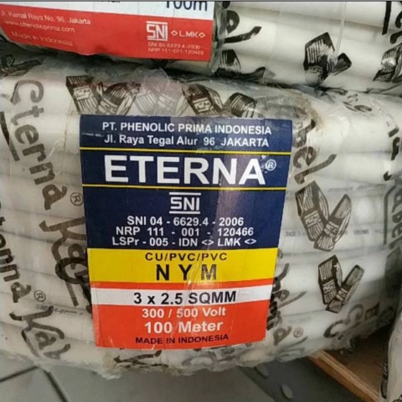 Jual Kabel NYM 3x2,5 ETERNA 100M Kawat Tembaga 100 Meter | Shopee Indonesia