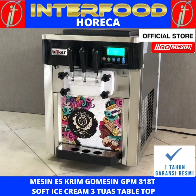 Jual MESIN ES KRIM GOMESIN GPM 818T SOFT ICE CREAM 3 TUAS TABLE TOP | Shopee Indonesia