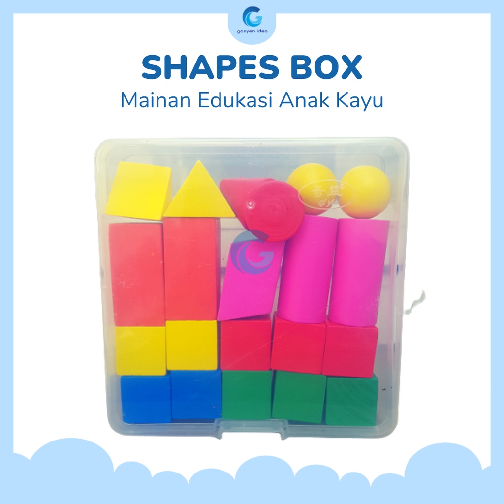 Jual Mainan Edukasi Anak Balok Susun Kayu Aneka Bentuk Geometri ...