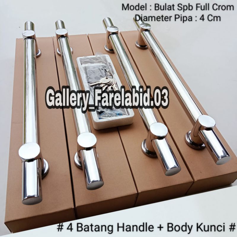 Jual Handle Pintu Rumah Stainless Steel Bulat 80 Cm Set Body Kunci ...