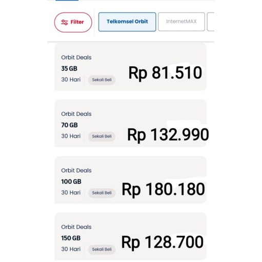 Jual Telkomsel Paket Orbit Terlengkap & Harga Terbaru Juni 2026 ...