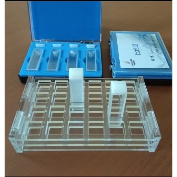 Jual SET GLASS CUVETTE SPECTROPHOTOMETER PLUS RACK CUVETTE 2 X 4 HOLE ...