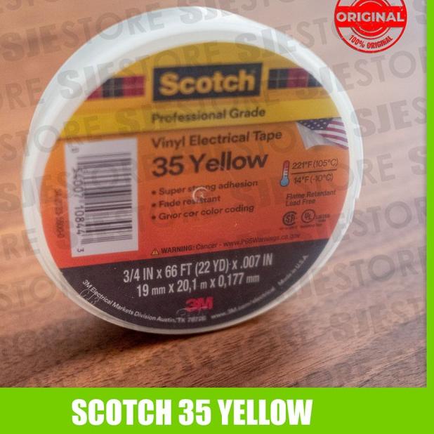 Jual Isolasi Listrik 3M Scotch 35 Vinyl Electrical Tape Kuning | Shopee ...