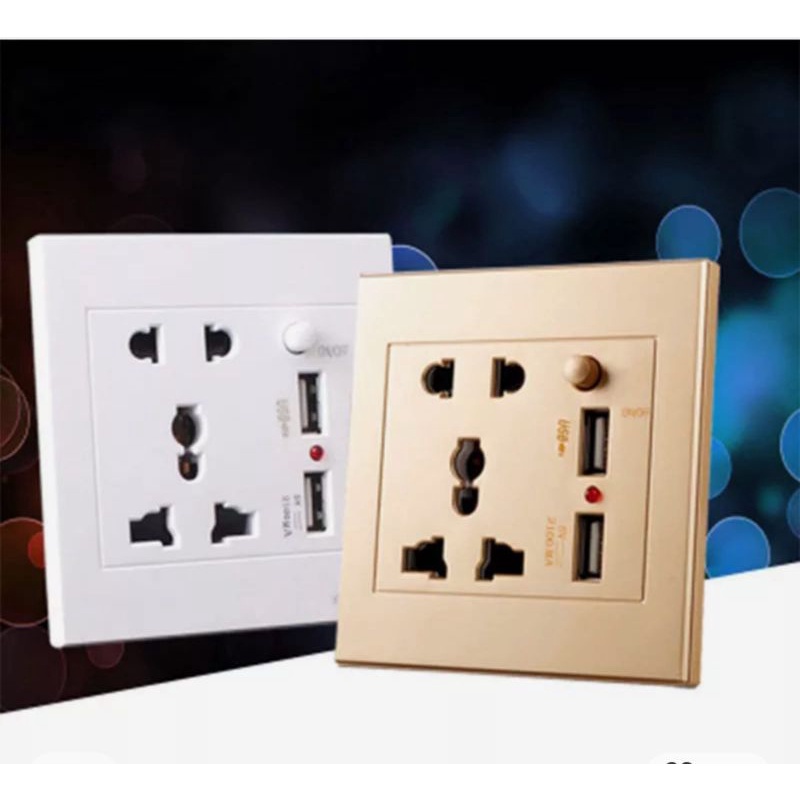 Jual stop kontak AC 110v 250v universal dinding soket panel 2 USB port ...