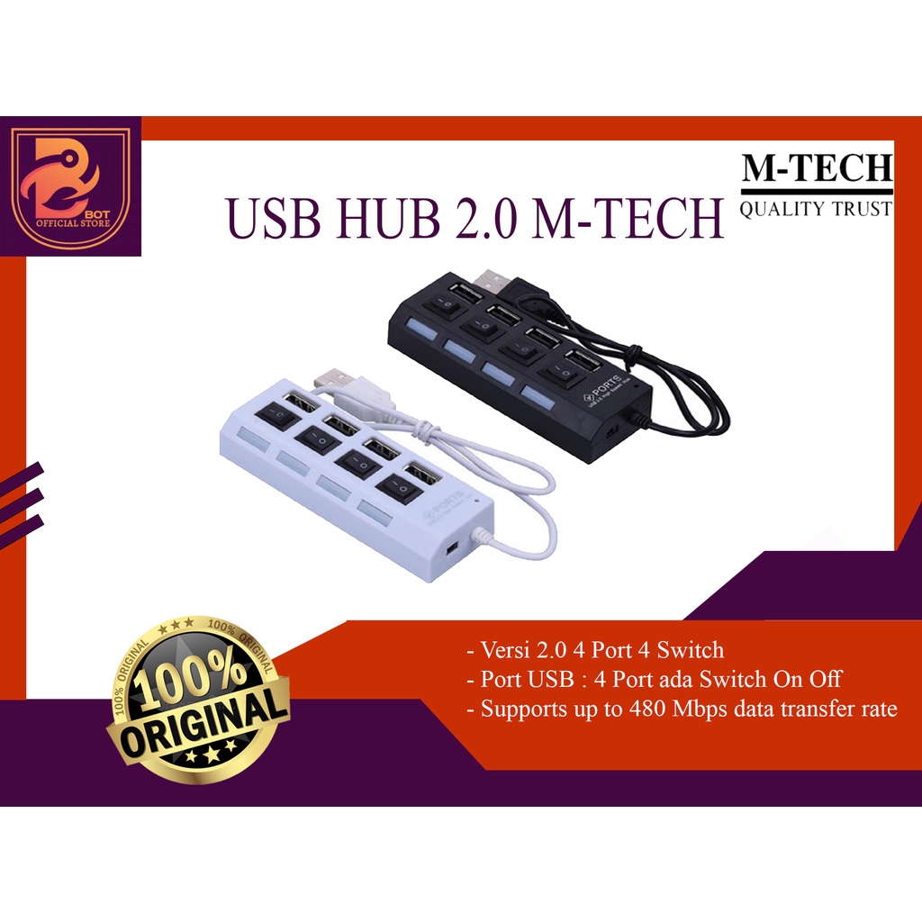 Jual Hub USB 2.0 4 Port 4 Switch M-Tech / USB Hub Original | Shopee ...