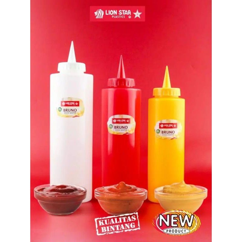 Jual Botol Bruno Lion Star 425 ml 550 ml 720 ml / Botol Saos Mayonaise Kecap Tutup Runcing ...