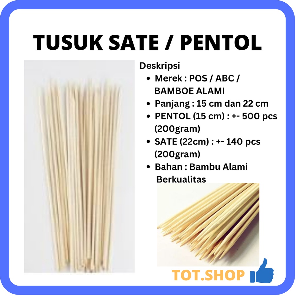 Jual Tusuk SATE / PENTOL Ayam, Kambing, Daging Panjang BAMBU ALAMI ...