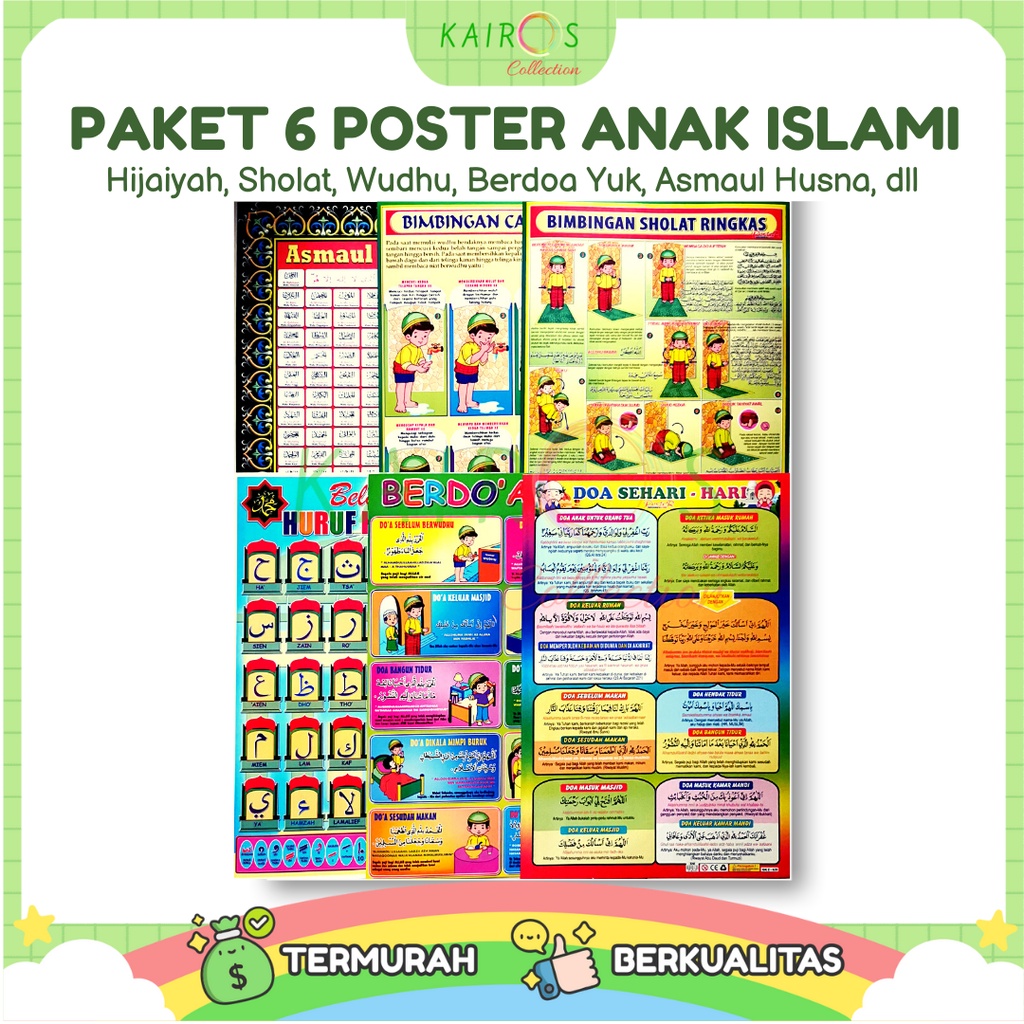 Jual Poster Edukasi Belajar Anak Muslim Paket Isi 6 Pcs | Shopee Indonesia