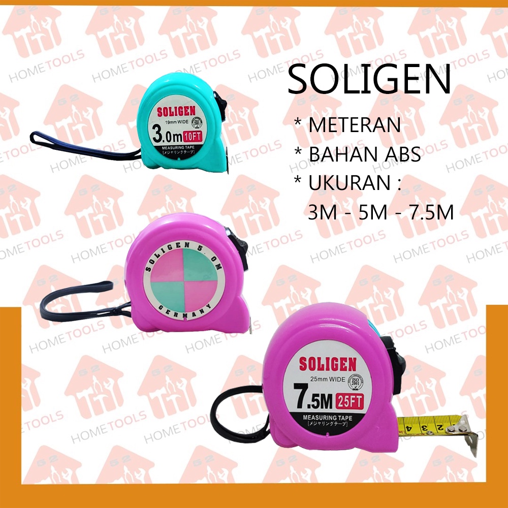 Jual Meteran Soligen 3M - 5M - 7.5 Meter Alat Ukur Roll Measuring Tape ...