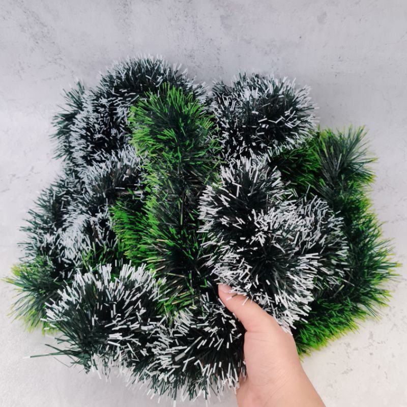 Jual slinger daun rumput / slinger natal / slinger tinsel snow hijau ...