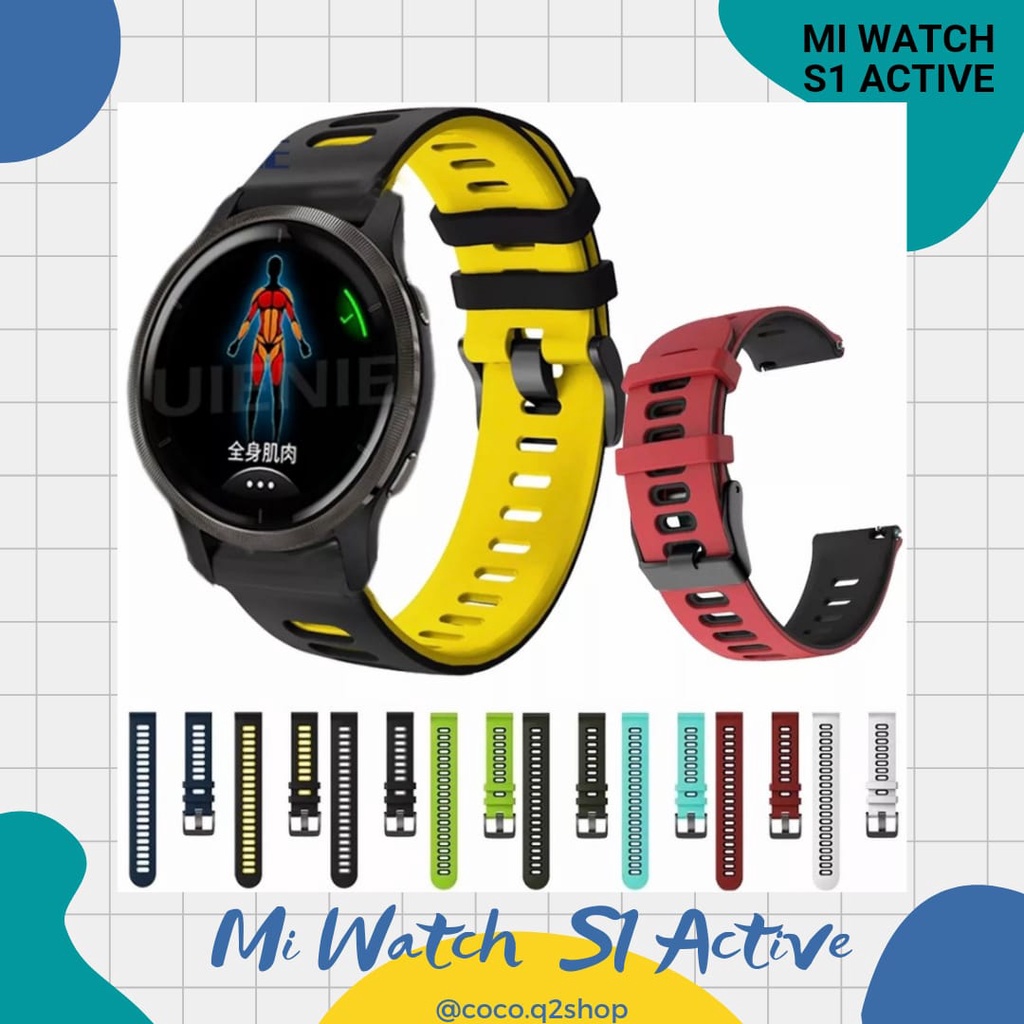Jual TALI JAM TANGAN STRAP XIAOMI MIWATCH S1 ACTIVE - STYLIS TWOCOLOR RUBBER LUG 22MM / XIAOMI ...